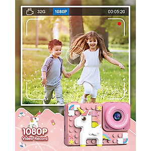Kids Unicorn Camera Toys for Grils Boys: Kizeefun Mini HD Selfie Video Digital Camera for 3-12 Year Old Children, Christmas Birthday Gifts for 3 4 5 6 7 8 9 Baby Toddler