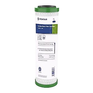 Pentair Pentek CBR2-10R Carbon Water Filter, 10-Inch, Under Sink Carbon Block Multi-Media Replacement Cartridge with Built-In Flow Restrictor, 10" x 2.5", 0.5 Micron