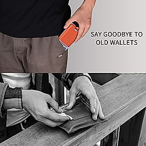 H JIDOHUN Magnetic Wallet Card Holder Compatible with MagSafe,iPhone Wallet with Adjustable Stand for iPhone 15/14/13/12 Series,Not for iPhone 13/12 Mini,3 Card Holder, Vegan Leather (Orange)