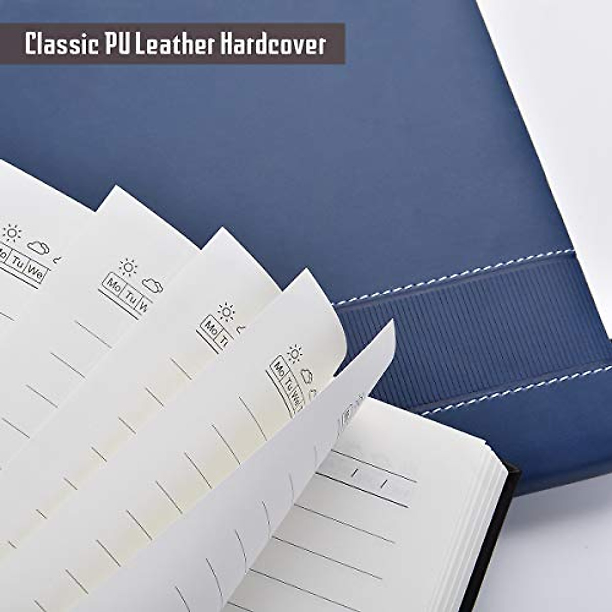 OZCHIN Large Notebooks and Journals Classic Hardcover Notebook 8 x 11 inch 128 Sheets (256 pages) Leather Notebook Journals to Write in for Women Men (Blue)