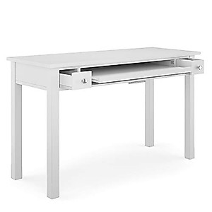 SIMPLIHOME Avalon SOLID WOOD Contemporary 47 Inch Wide Writing Desk in White, For the Office Desk, Writing Table, Workstation and Study Table