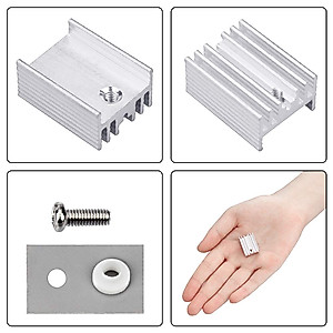 WayinTop 10 Packs TO-220 Aluminum Heatsink & Insulator/Mounting Kits for TO-220 MOSFET Transistor, TO-220 Heatsink + M3 Screw + Screw Washer + Insulator Rubberized Silicone (20mmx15mmx10mm)