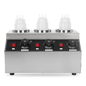 Electric Food Sauce Warmer Heater,Jam Heat Preservation Machine, Multifunction Topping Fondue Warmer, Cheese Dispenser with 3 Squeeze Sauce Bottles 240W