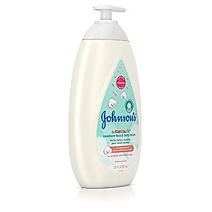 Johnson's Baby CottonTouch Newborn Baby Face and Body Lotion, Hypoallergenic and Paraben-Free Moisturization for Baby's Sensitive Skin, Made with Real Cotton, 27.1 fl. oz