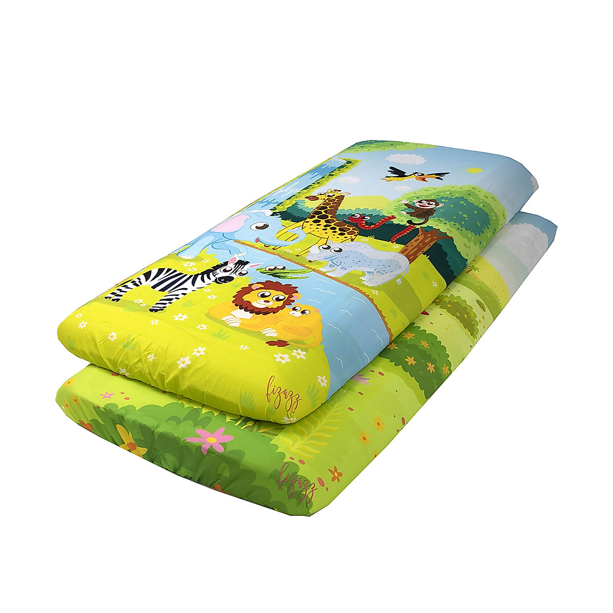 Baby Fitted Crib Sheet Bedding for Girls and Boys 2 Pack in Animal Print Nursery Fitted Standard Baby/Toddler Mattress Sheets (Jungle & Dinosaurs)