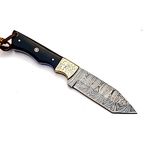 Damascus Steel fixed Blade Tanto Knife Hunting Camping outdoor Sports. SM147