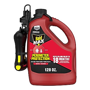 Raid MAX Perimeter Protection, 1 Gallon, Indoor & Outdoor Insecticide Spray with Reusable Electric Sprayer