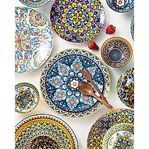 HENXFEN LEAD Ceramic Dinner Plates Set of 6-10.6 Inch Large Dessert, Pasta, Salad Plate, Porcelain Colorful Serving Dishes for Kitchen & Restaurant, Dishware, Microwave & Oven safe - Bohemian Style