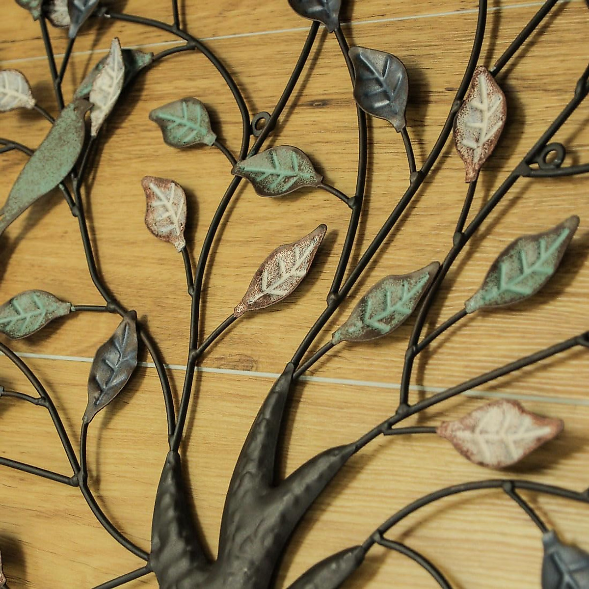 36-inch Tri-Tone Leaves Birds in Branches Metal Tree Wall Décor - Unique Artistic Design for Indoor and Outdoor Use, Easy Installation, Durable Construction, Stunning Tri-Tone Finish