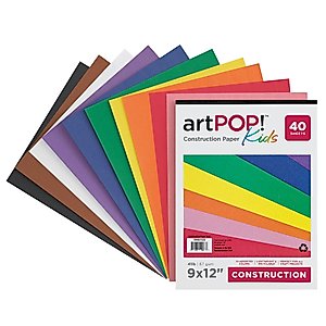 artPOP! Kids Construction Paper, 9" x 12" Pad, 40 Recyclable Lightweight Sheets with 10 Assorted Colors for Kids Crafts and Art