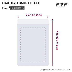 200ct Semi Rigid Card Holders - Card Sleeves for Trading Card with 1/2" Lip Sleeves Fit Standard Grading Cards Baseball Cards for Graded Card Submittions