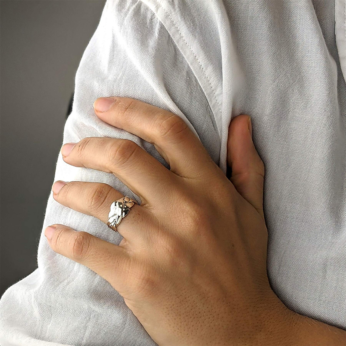 Silverly Puzzle Rings Women Sterling Silver - 925 Sterling Silver Ring - Braided Woven Multiband Promise Ring for Men - Women's Wedding Band - Turkish Wedding Rings His and Hers