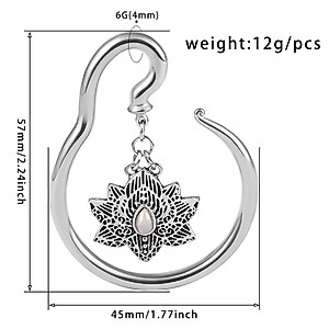 DOEARKO 2PCS Flores Dangle Ear Weights for Stretched Ears Gauges Ear Plugs Hook Body Piercing Tunnels 316 Stainless Steel Hypoallergenic Body Jewelry (4mm(6G), Silver)