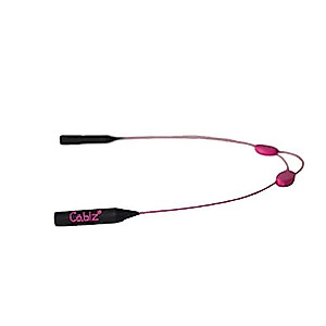 Cablz Colorz Zipz Adjustable Eyewear Retainer Strap | Lightweight, Low Profile, Coated Stainless, 14 Inch (Black/Pink)