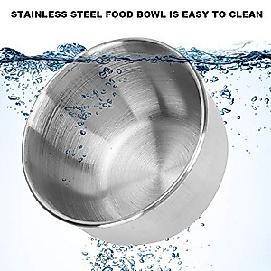 Bird Perch Stand, Stainless Steel Parrot Feeding Bowl Wooden Bird Perch Stand Food Water Feeder with Stand for Small Cockatiels Conures Parakeets Finch Single Bowl