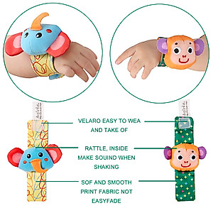 Rattle Sock Baby Toddlor Toy, Infant Toys 0-3 Months Rattle Toy Baby Toys 0-6 Months, 3 Month Old Development Toys, for Newborn Infant Baby Boy Girl Gifts, Baby Easter Basket Stuffers (4 PCS) (Animal)