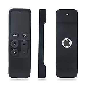 Remote Case for Apple Tv 4th / 5th /4K Generation, Akwox Light Weight [Anti Slip] Shock Proof Silicone Remote Cover Case with Lanyard (Black) -not for New Apple 4k TV Series 6th Gen 2021