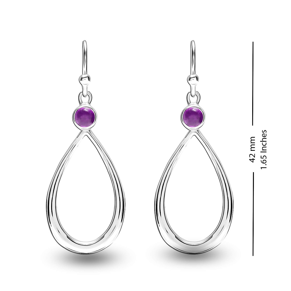Lecalla 925 Sterling Sliver Jewelry Drop Dangle Birthstone Earrings for Teens and Women (4 MM Purple Amethyst Round Cut)