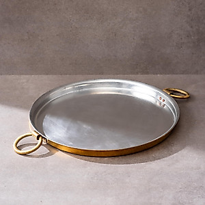 P-TAL Brass Dosa Tawa 28cm Naturally Non Stick Tawa for Dosa with Handles 100% Healthy Dosa Pan with No Teflon/Chemical Coating Handcrafted Ptal Brass Utensils for Kitchen