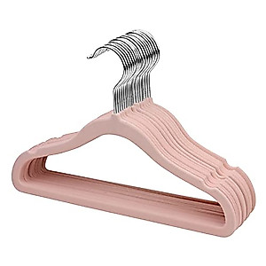 ManGotree Kids Velvet Hangers, 11.6" Non-Slip Toddler Hangers, Ultra Thin Space Saving Childrens Hangers with 360° Swivel Hook for Baby Clothes 15 Pack (Light Pink)
