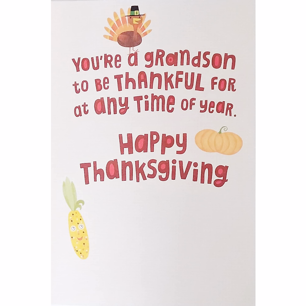 Greeting Card You're A Grandson To Be Thankful For At Any Time of Year Happy Thanksgiving