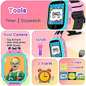 LITEYPP Kids Smart Watches Girls Boys, Smart Watch for Kids Ages 4-12 Yrs, Kids Smartwatch with Calling Dual Camera 14 Learning Games Video Music Flashlight, Boys Girls Birthday(Pink)