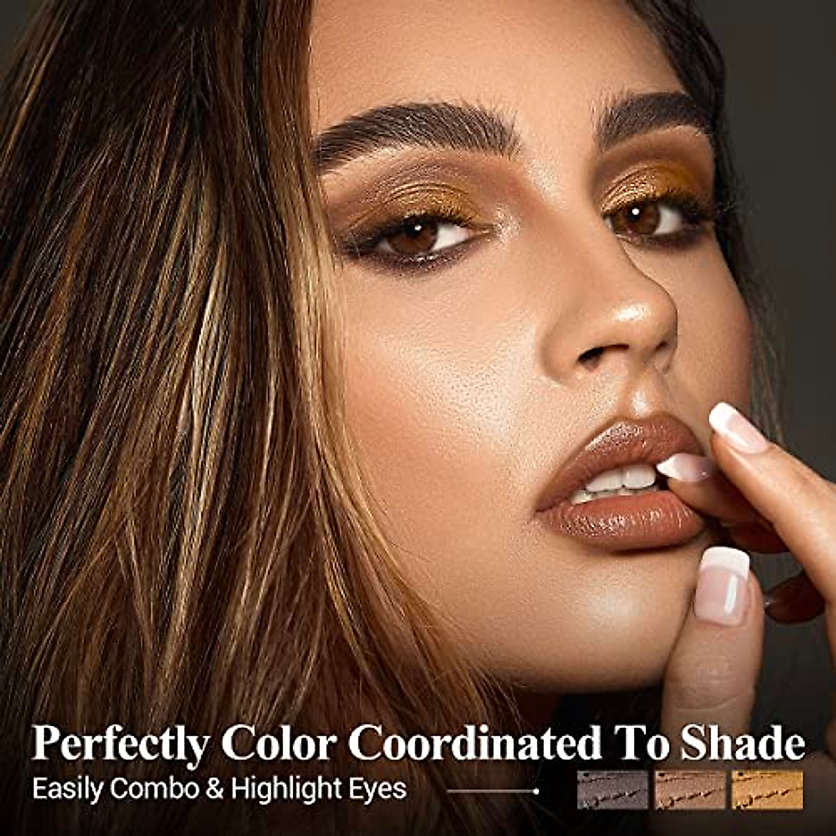 LUXAZA 3Pcs Metallic Brown Eyeshadow Stick Set, Metallic And Shimmer Creamy EyeShadow Pencil, Smooth High Pigmented Eye Brightener Stick Smoky Eye Makeup