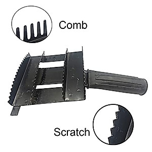 QIQIRO Livestock Shedding Comb Cattle Grooming Combs Metal Livestock Brush Tools Cow Cattle Brush Bull Hair Brush Grooming for Horse, Cattle,Sheep (Black), 7.87 X 5.5