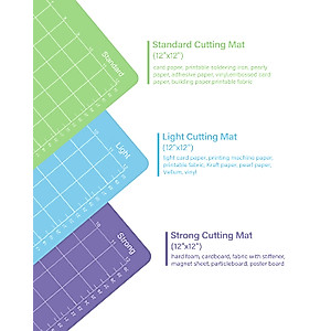Gwybkq Cutting Mat for Cricut Maker 3/Maker/Explore 3/Air 2/Air/One 4 Pack 12x12 VarietyGrip Cut Pads Replacement Accessories Standard/Light/Strong Card Adhesive Sticky Cards for Crafts