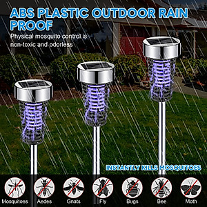 Qualirey 4 Pack Solar Bug Zapper Outdoor Mosquito Waterproof LED Light Mosquito Repellent/Killer Bug Zapper for Indoor Outdoor Patio Yard