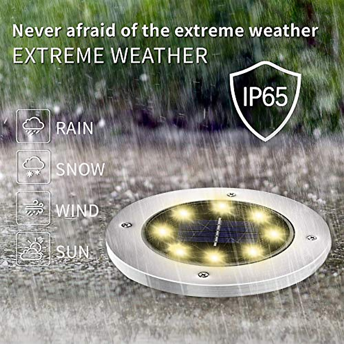 INCX Solar Ground Lights, 8 LED Garden Lights Solar Powered,Disk Lights Waterproof In-Ground Outdoor Landscape Lighting for Patio Pathway Lawn Yard Deck Driveway Walkway,Warm White 12 Packs