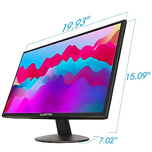 Sceptre 22 inch 75Hz 1080P LED Monitor 99% sRGB HDMI X2 VGA Build-In Speakers, Machine Black (E225W-19203R series)