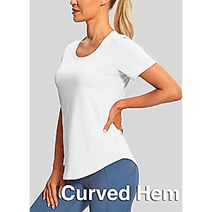 Hiverlay Workout Shirts for Women Short Sleeve Scoop Neck Tops Athletic Quick Dry Gym T-Shirts Yoga Running Tee White XXXL