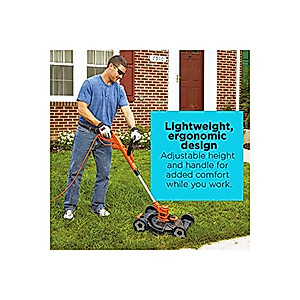 BLACK+DECKER 3-in-1 String Trimmer/Edger & Lawn Mower, 6.5-Amp, 12-Inch, Corded (MTE912) (Power cord not included), Black/Red
