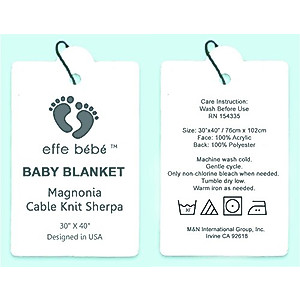 effe bebe Magnolia Cable Knit and Sherpa Baby Blanket 30"x40"(Petal Pink)