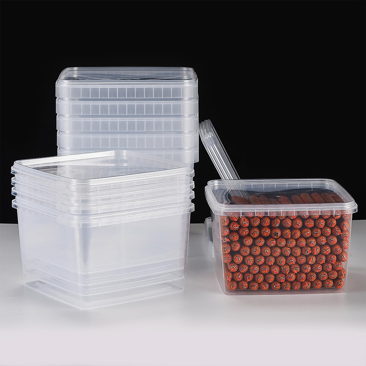 SHPii Square Clear Deli Containers with Lids, BPA-Free, Freezer and Microwave Safe Food Storage Containers, Reusable Airtight Containers, Meal Prep, Take-out, Restaurant Supplies.(10 pcs)