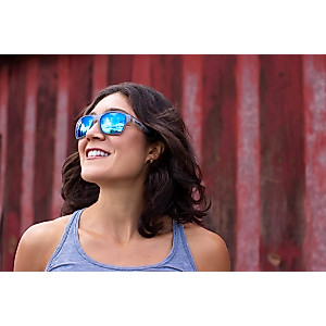 Wiley X Ovation Captivate Polarized Sunglasses, Safety Glasses for Men and Women, UV Eye Protection for Shooting, Fishing, Biking, and Extreme Sports, Matte Slate Frames, Blue Mirror Tinted Lenses