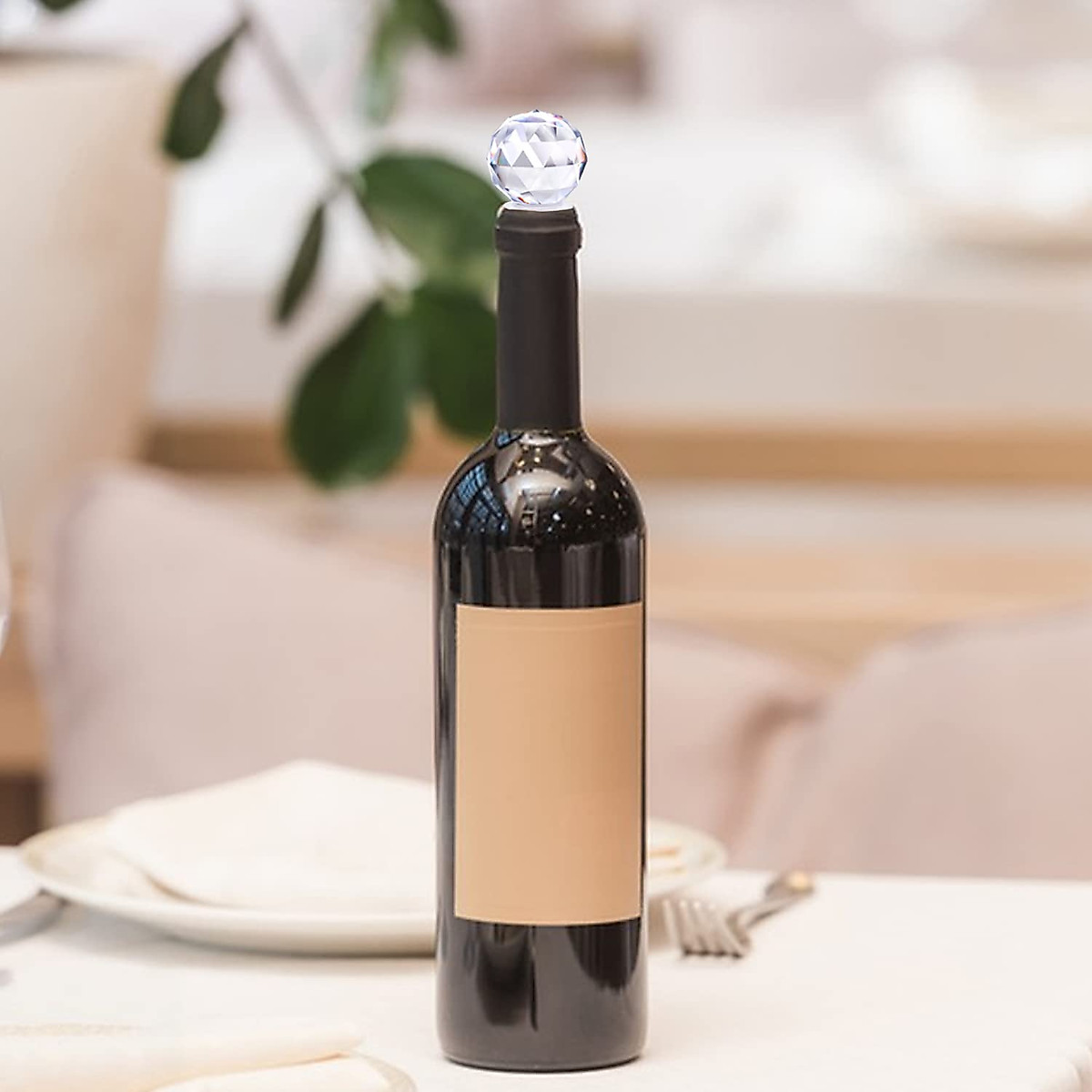 10Pcs Unique Bottle Stopper Decorative Wine Stoppers With Glass Ball Mini Glass Bottle Stopper Acrylic Clear With Airtight Silicone For Wine,Beverages,Soda,Champagne,Liquors,Oils