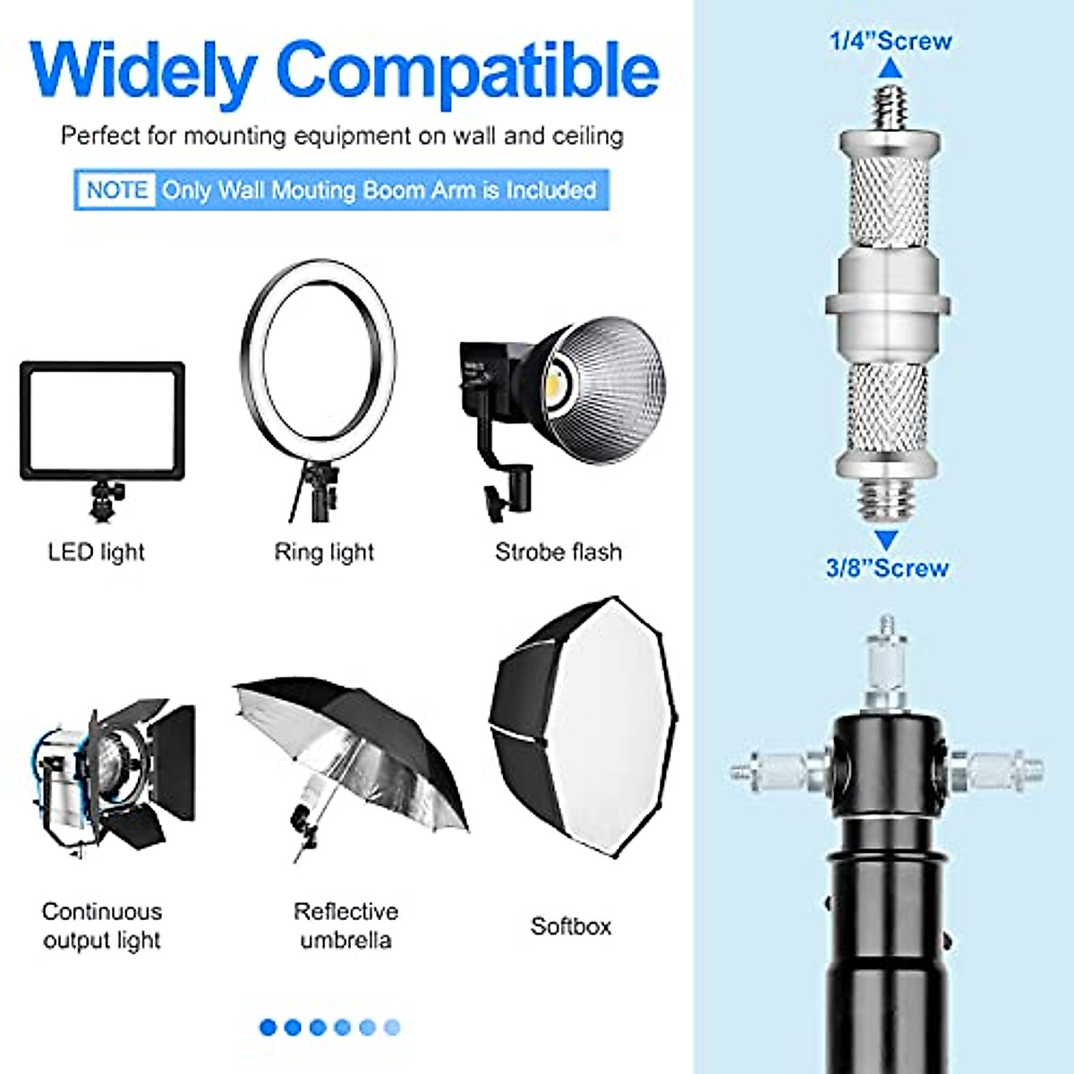 EMART Wall Mounting Triangle Boom Arm for Photography Ring Light Strobe Lighting Softbox Reflector Umbrella Monolight, Max Length 51.2 inches/130cm, Support 180 Degree Rotation (Black)