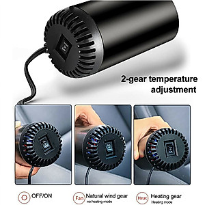 TOP-MAX Car Heater 12V 150W Portable Windshield Defogger and Defroster Fast Heating&Cooling Fans 2 in 1 with Cigarette Lighter Plug for Car SUV Truck RV Trailer