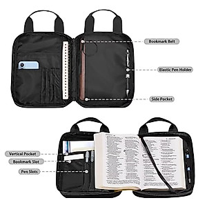 Poceacles Bible Cover Christmas Santa Claus Bible Case for Women Bible Case Bible Covers, Tote Bible Bag, Bible Carrying Case for Men with Zipper Pocket