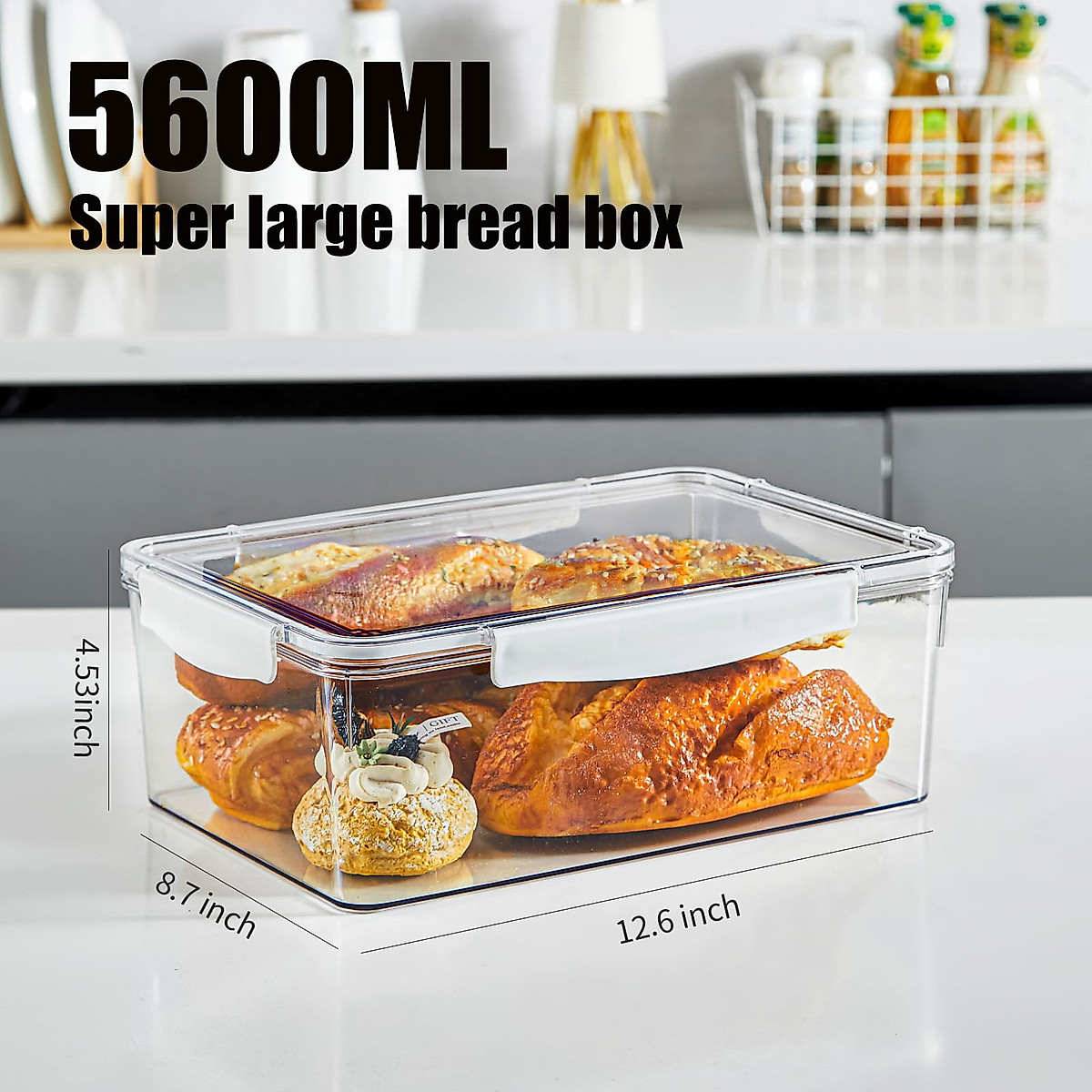 ORGIDOL 2 Packs Bread Box Airtight Bread Storage Containers Clear Bread Box for Kitchen Countertop, Stackable Bread Bin Large Bread Keeper for Homemade Bread, Muffins, Rolls, Bagel, Loaf