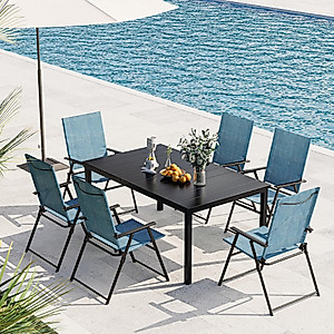 VICLLAX 4 Pieces Patio Folding Chairs, Outdoor Portable Dining Chairs for Lawn Garden and Porch, Turquoise Blue(Edge-Binding)