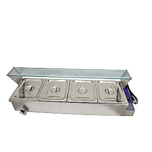 INTBUYING 4 pan Food Warmer Steam Table Kitchen Machine Bath Warmer Breakfast Supply
