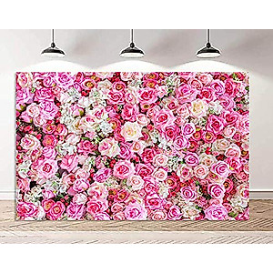 Pink Red Rose Flowers Theme Photography Backdrops 7x5ft Baby Shower Wedding Happy Birthday Day Photo Background Dessert Cake Table Decoration Supplies Studio Props Banner Vinyl