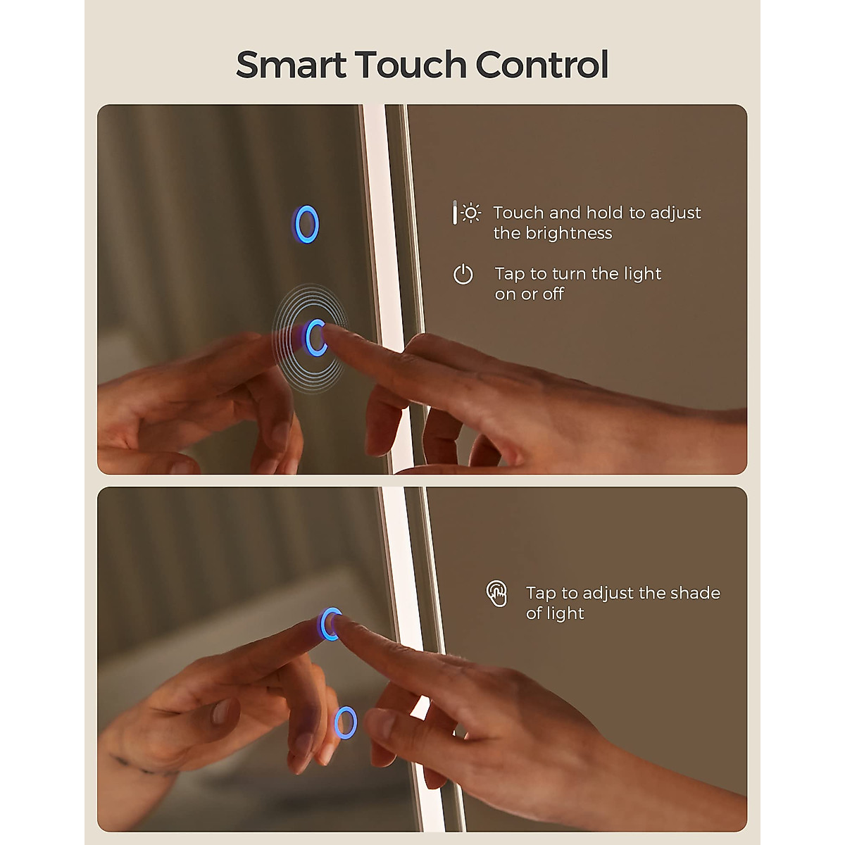 SONGMICS LED Mirror Jewelry Cabinet Standing, Lockable Jewelry Armoire with Full-Length Mirror and Adjustable LED Lights, Space-Saving Jewelry Organizer with Mirror, Gift Idea, Rustic Brown UJJC008X01
