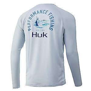 HUK Men's Pursuit Long Sleeve Sun Protecting Fishing Shirt, Marlin-Plein Air, Large
