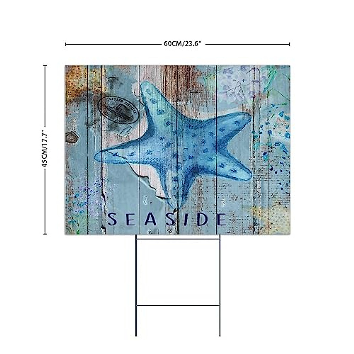 Nautical Beach Ocean Theme Underwater Starfish Yard Lawn Sign 18x24 Inch Summer Sea Animals Plants Personalized Yard Sign for Rent House Party Supplies Décor