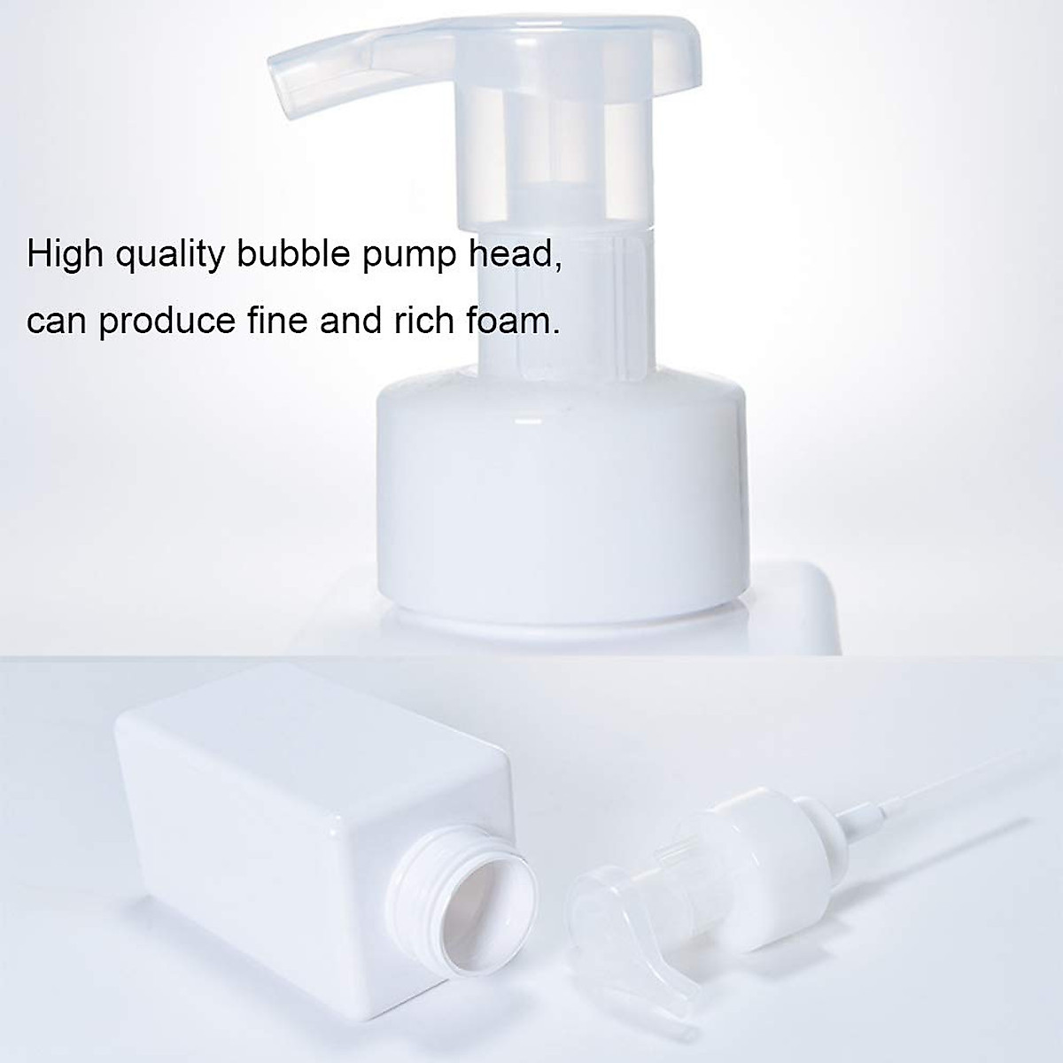 FKJLUN Soap Dispenser Pump Square Clear Foaming Bottle Liquid Soap Whipped Mousse Points Bottling Shampoo Lotion Shower Gel Foam Pump Bottles Ending Hand Lotion Bottle (Color : 250ml Transparent)