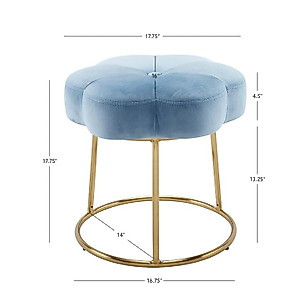 Linon Light Blue and Gold Vanity and Accent Talulah Stool